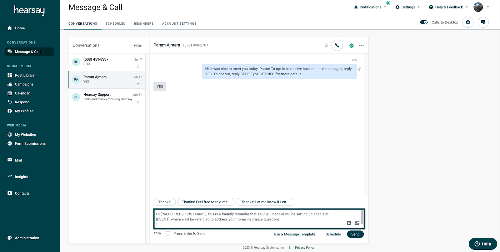 Using Text Message Templates – Help Center